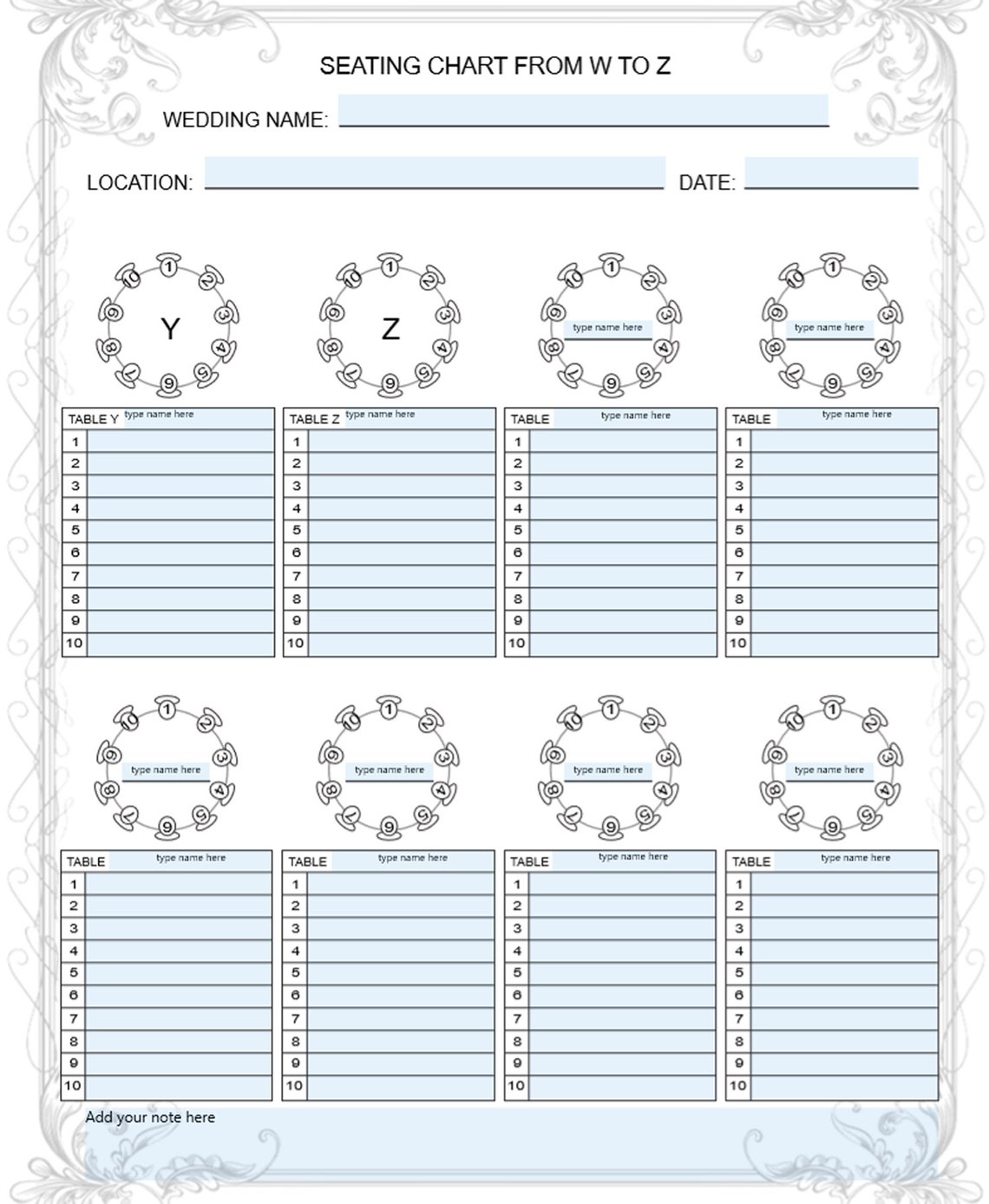 Editable Wedding Table Seating | Organize Tables, Wedding Tables ...