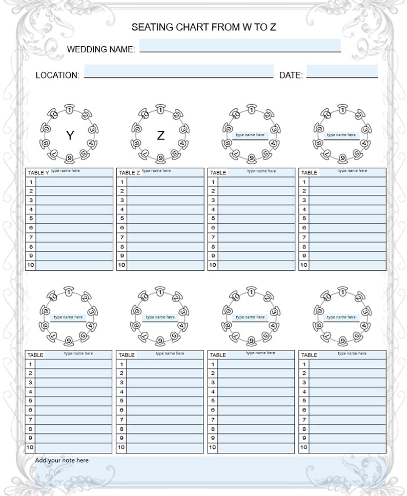 Editable Wedding Table Seating | Organize Tables, Wedding Tables ...