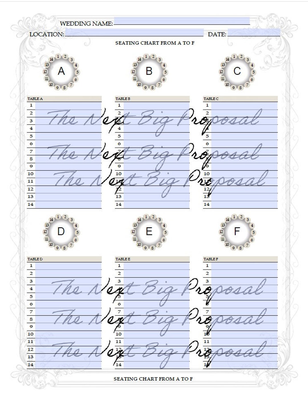 Editable Wedding Table Seating | Organize Tables, Wedding Tables ...