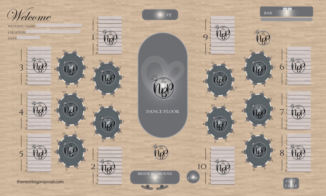 Editable Wedding Table Seating Chart (100 Guests) | Organize Tables ...