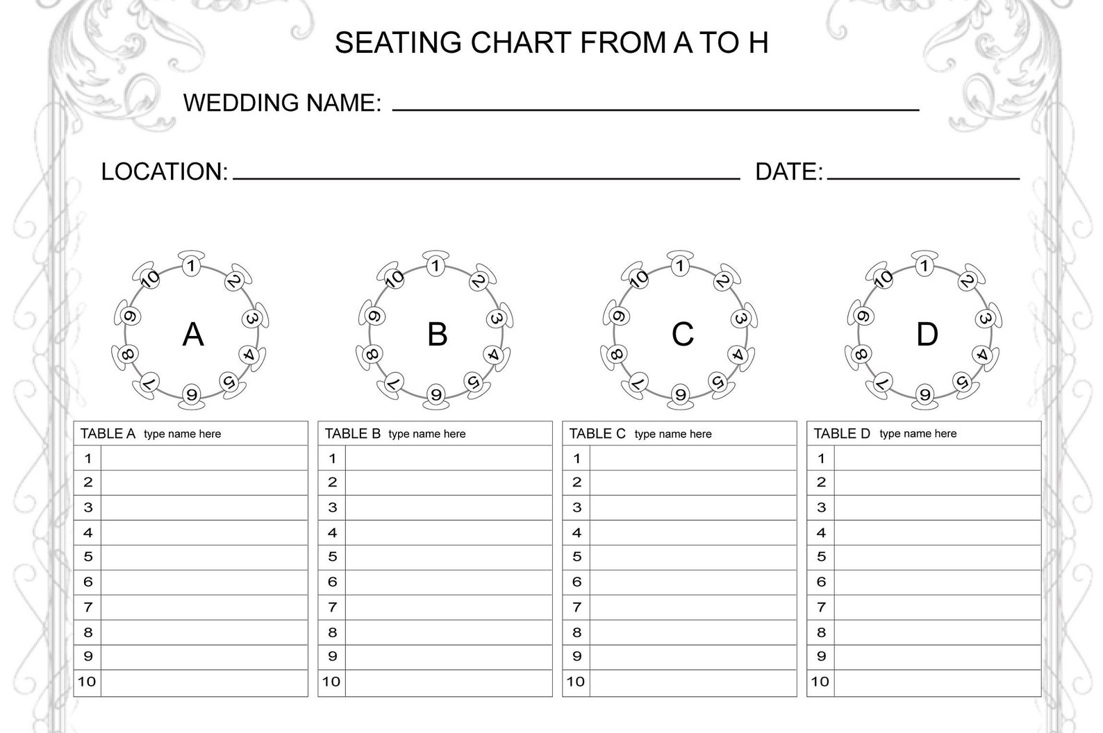Editable Wedding Table Seating | Organize Tables, Wedding Tables ...
