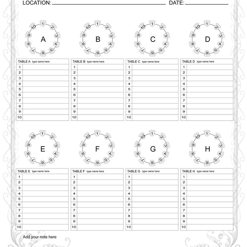 Editable Wedding Table Seating | Organize Tables, Wedding Tables ...