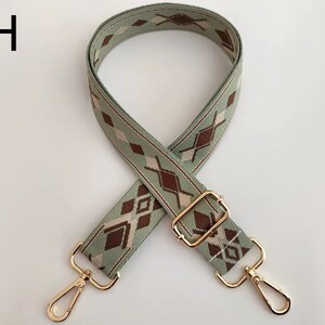 3.8cm Wide Crossbody Strap Purse-green Bag Strap-guitar Strap-striped ...