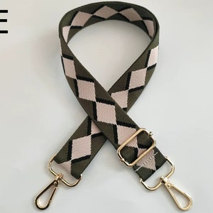 3.8cm Wide Crossbody Strap Purse-green Bag Strap-guitar Strap-striped ...