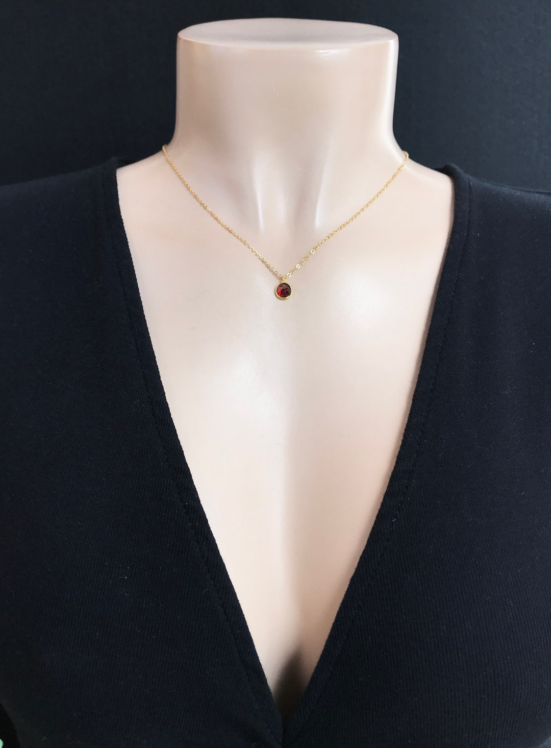 Gold Filled Garnet Necklace, January Birthstone Necklace, Birth Stone ...