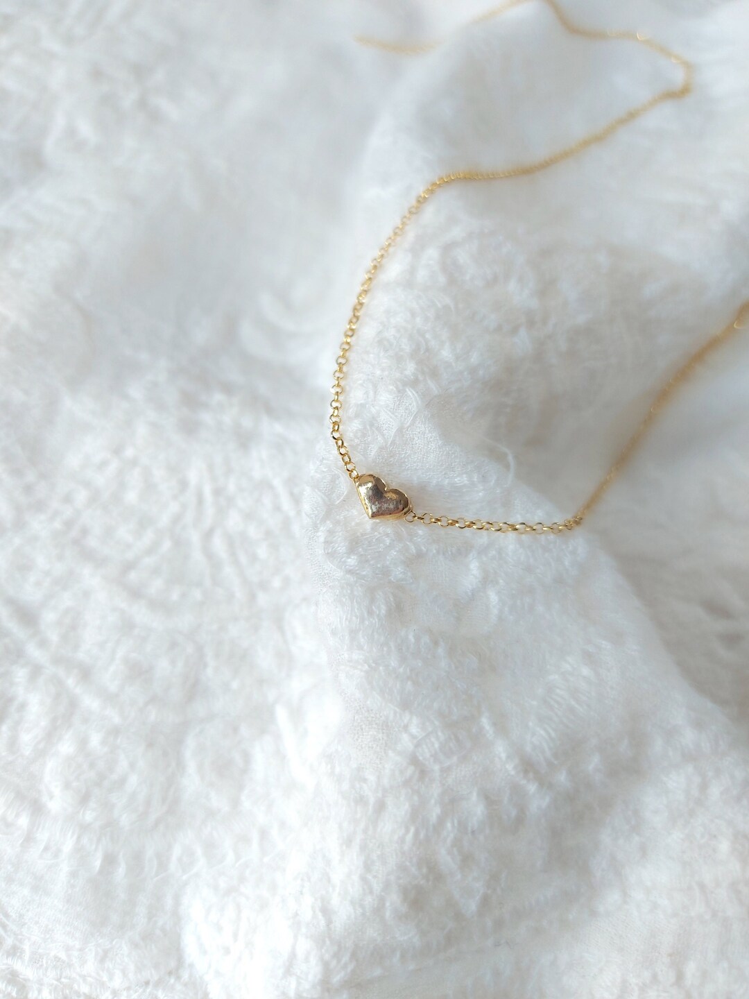 Gold Filled Tiny Heart Charm Necklace, Gold Dainty Heart Necklace ...