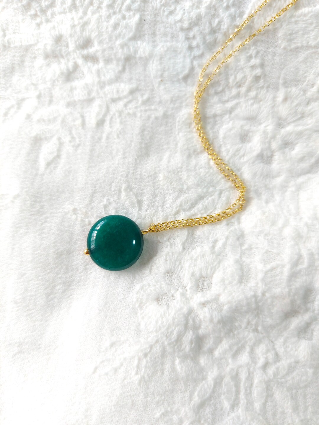 Sterling Silver With Natural Large Jade Stone Necklace , Green Jade ...