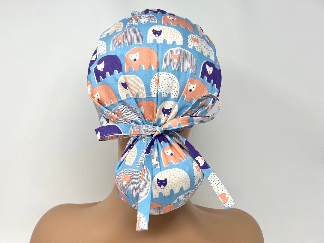 Ponytail Scrub Cap/ Scrub Hat/japanese Scrub Hat- Wild Bears - Women ...