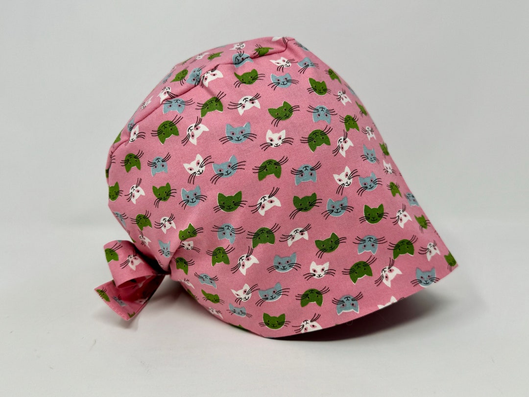 Japanese Scrub Cap Surgical Hat Repro Kitty on Pink Women/men Scrub Cap ...