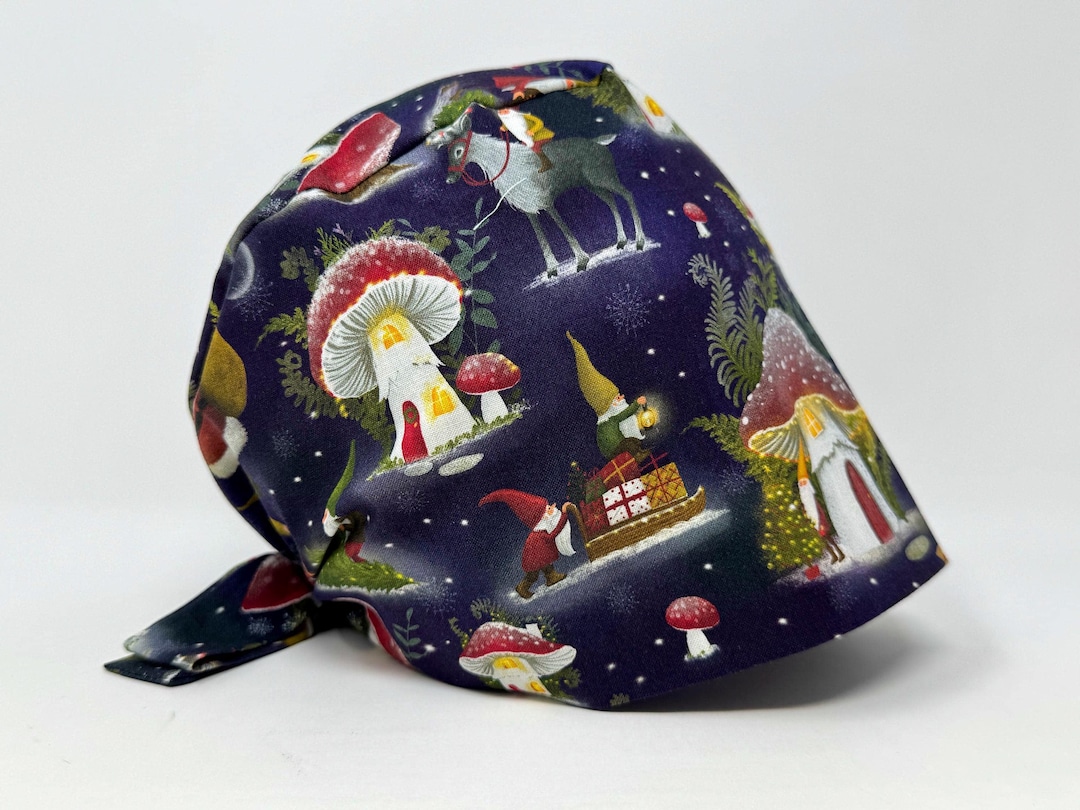 No Tariff (US/CA) - Scrub Cap - Tinsel Tree - Holiday/ Christmas Pixie ...