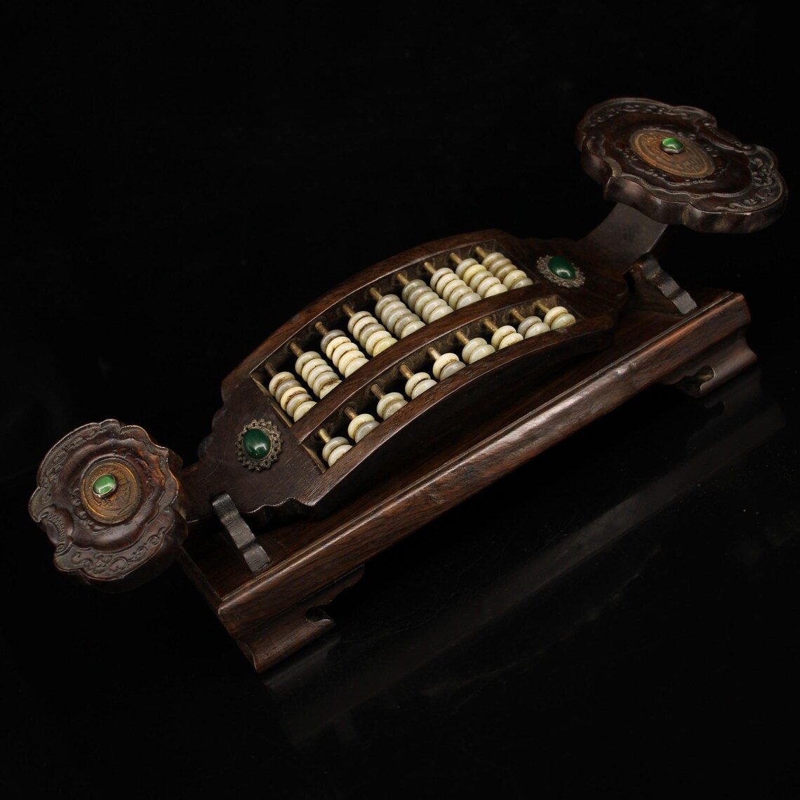Chinese Antique Handmade Carved Solid Wood Inlaid With Gemstones ...