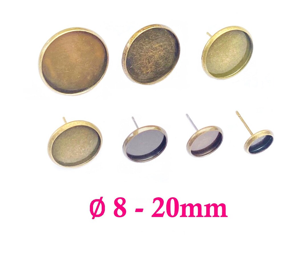 10 x Ohrstecker Rohlinge Antique Bronze mit Fassung 8 20mm Auswahl inkl ...