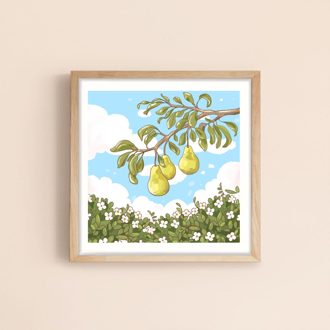 Vintage Pear Tree Wall Art, Botanical Fruit Illustration, Country ...