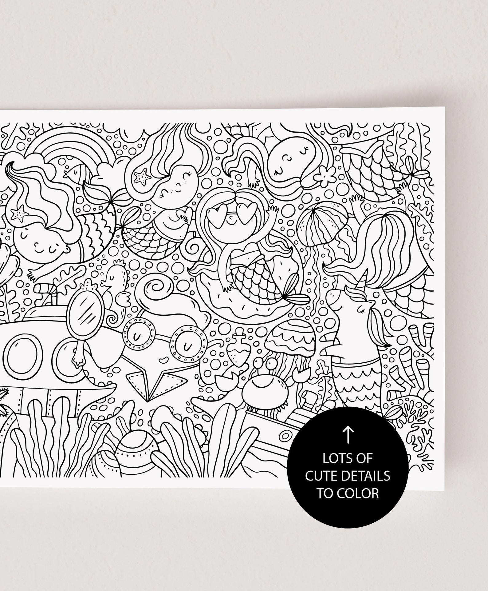 Mermaid Giant Coloring Page | Giant Coloring Poster | Large Coloring ...