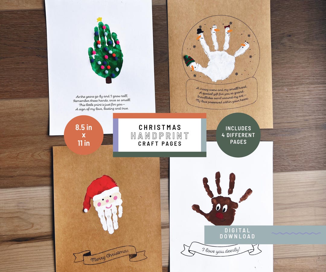 Christmas Handprint Template Digital Download Printable Craft Holiday ...
