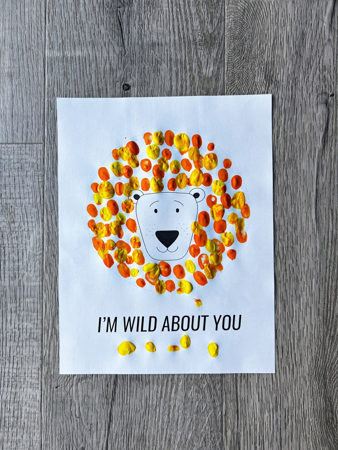 Lion Fingerprint Art Coloring Page Kids Craft School or - Etsy