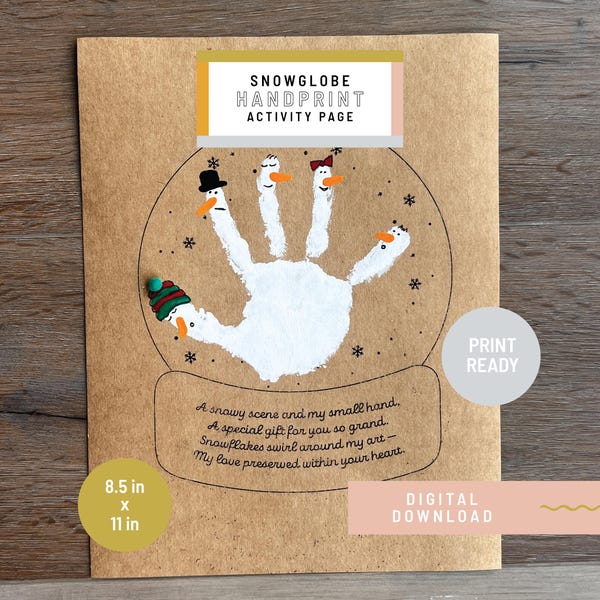 Handprint Snowglobe - Etsy