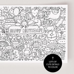 Girls Birthday Giant Coloring Page | Childrens Coloring Pages | Doodle ...