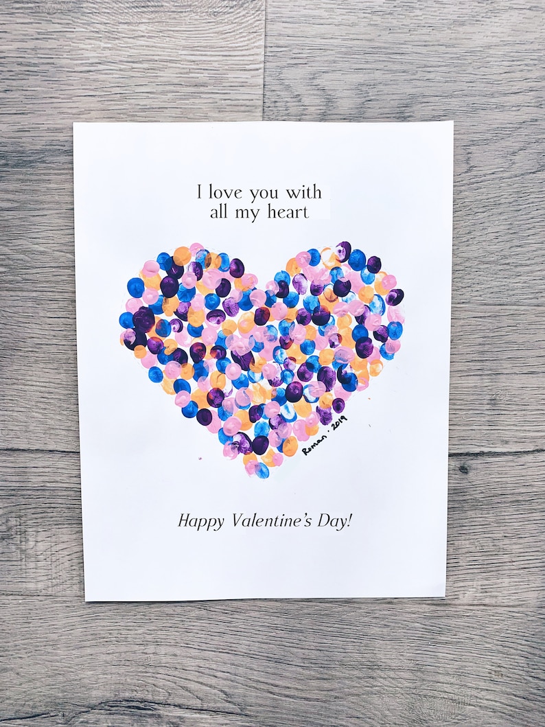 Valentine's Day Heart Fingerprint Art | Preschool Valentines | Class ...