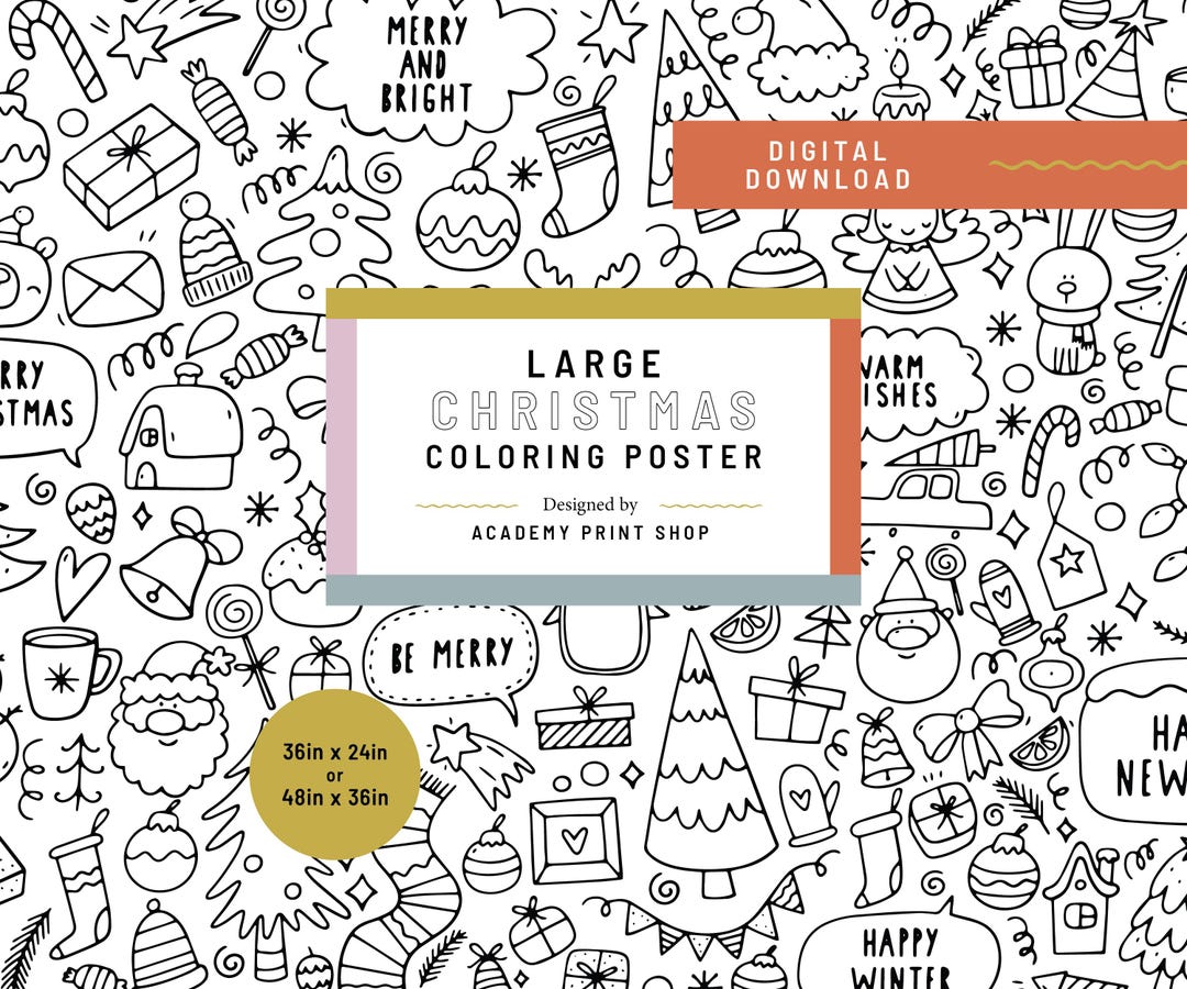 Christmas Giant Coloring Page | Giant Coloring Poster | Large Coloring ...
