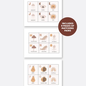 ABC Boho Chic Matching Card Game | Memory Card Game | Printable Memory ...