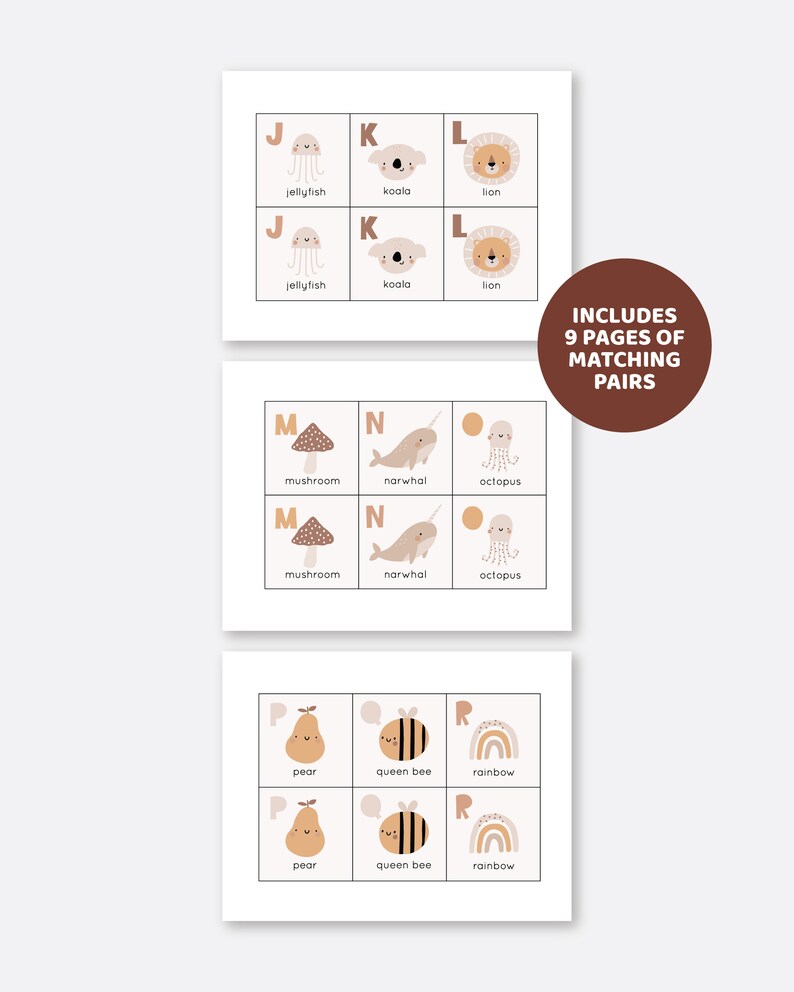 ABC Boho Chic Matching Card Game | Memory Card Game | Printable Memory ...
