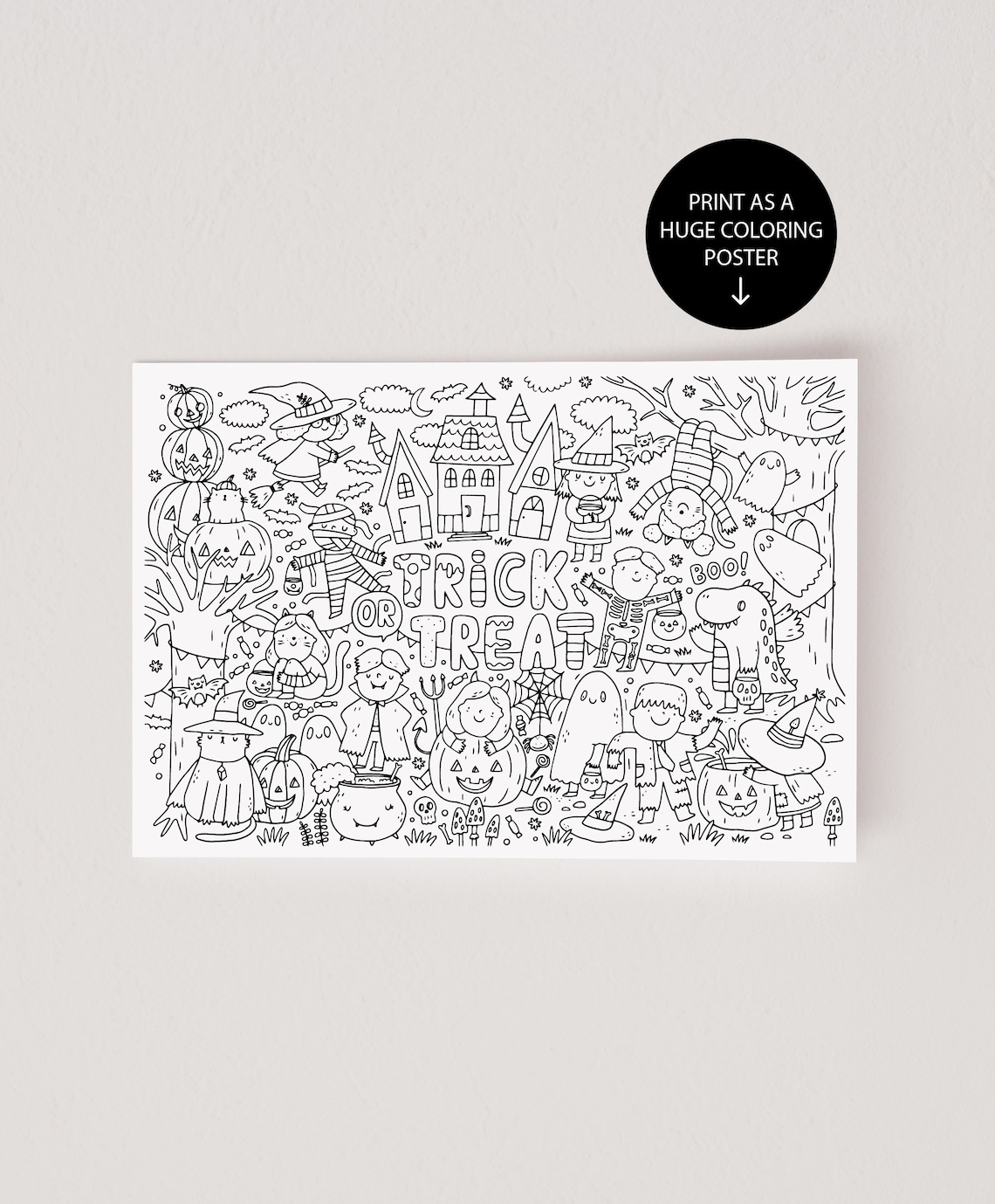 Giant Halloween Coloring Page | Giant Coloring Poster | Large Coloring ...