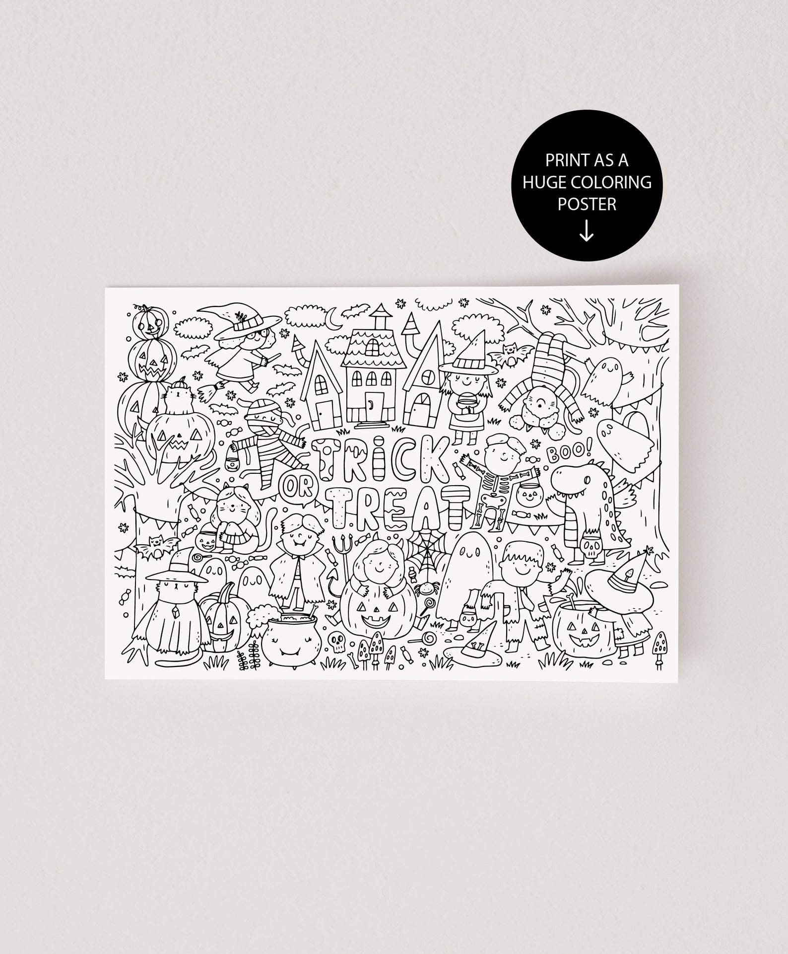 Giant Halloween Coloring Page | Giant Coloring Poster | Large Coloring ...