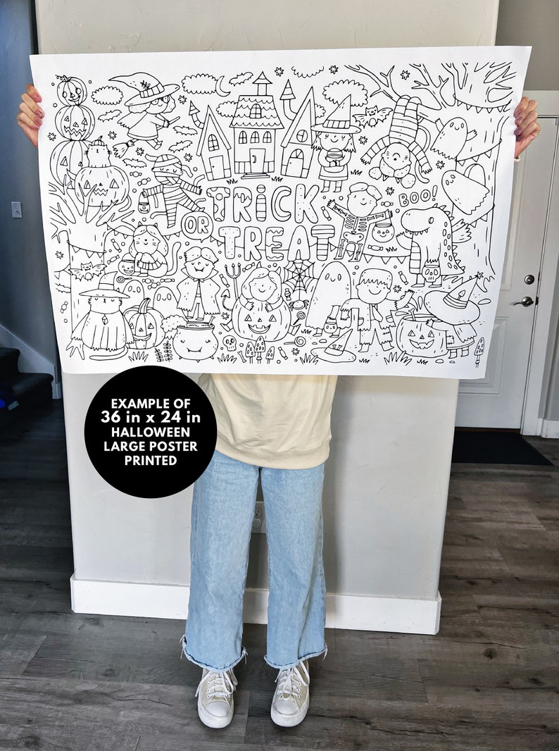 Giant Halloween Coloring Page | Giant Coloring Poster | Large Coloring ...