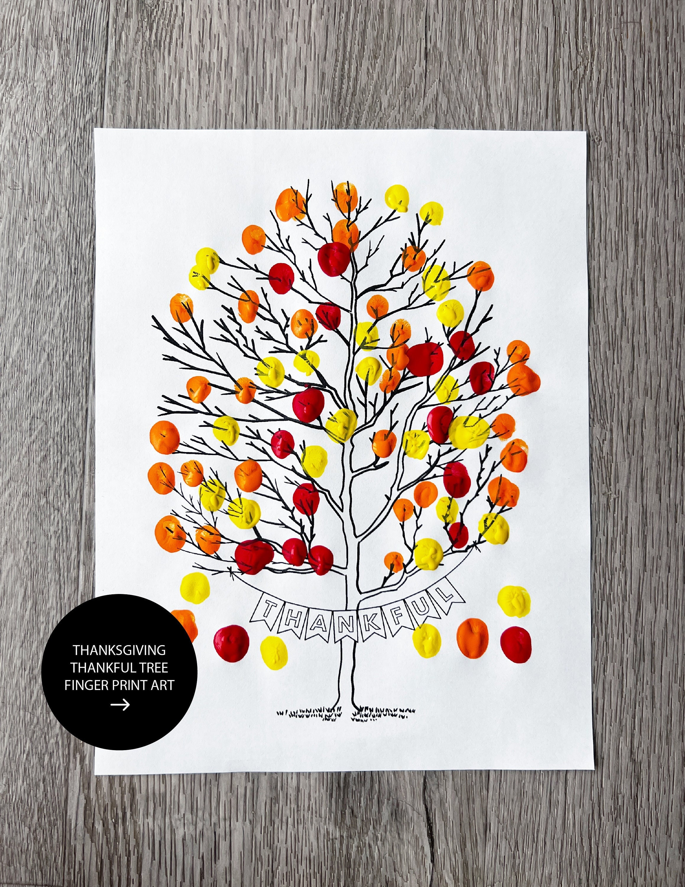 Gratitude Tree Fingerprint Art | Thanksgiving Coloring Sheets ...