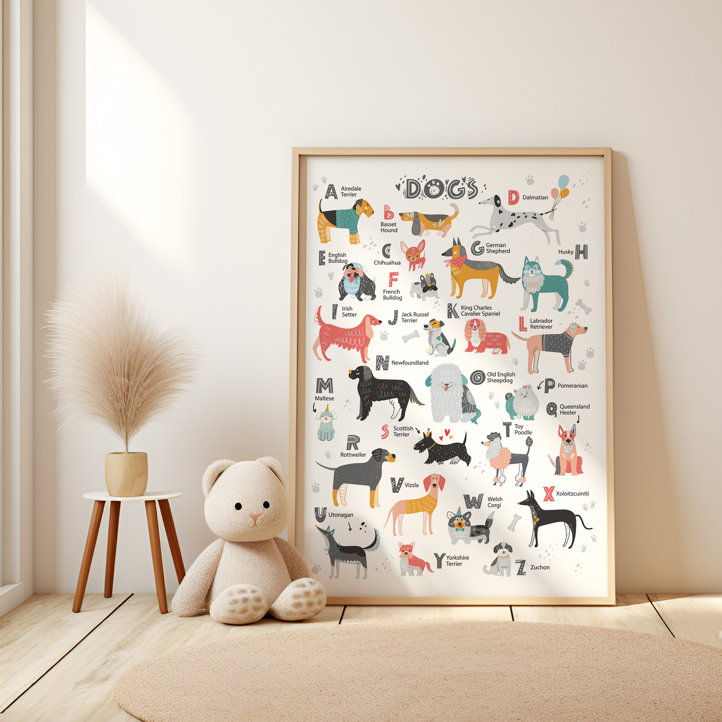 Dog Breeds ABC Poster ABC Print ABC Wall Art Alphabet Poster Kids ...