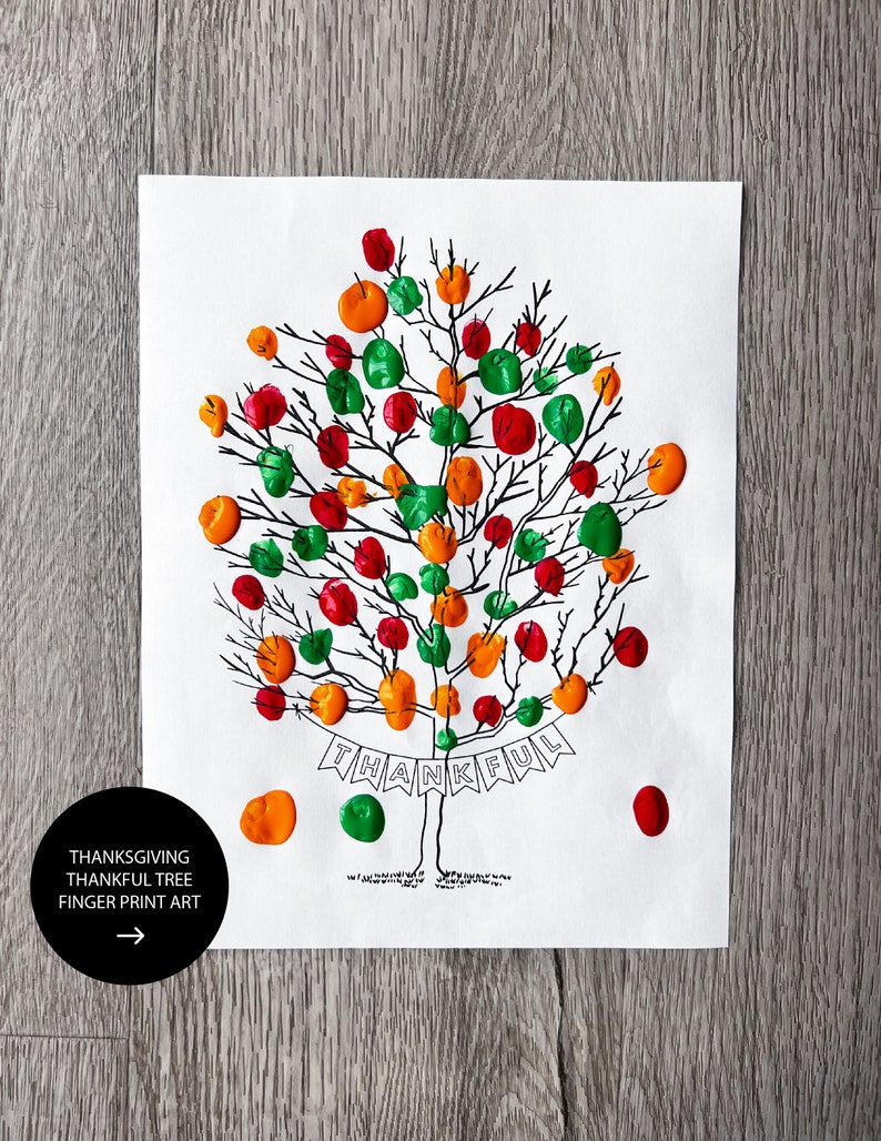 Gratitude Tree Fingerprint Art | Thanksgiving Turkey Handprint Art ...