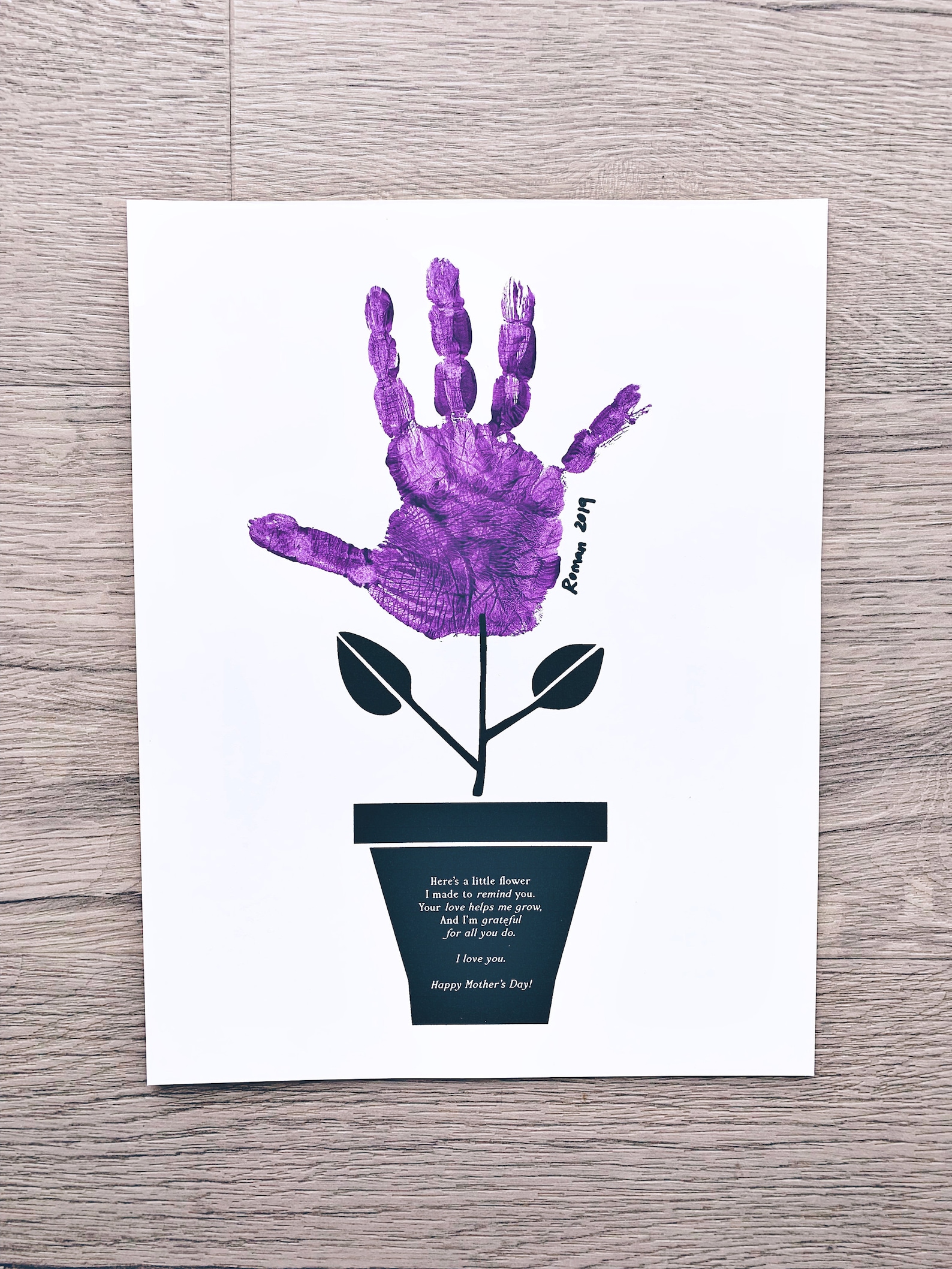 Mother's Day Flower Handprint Art for Kids | Printable, Digital ...