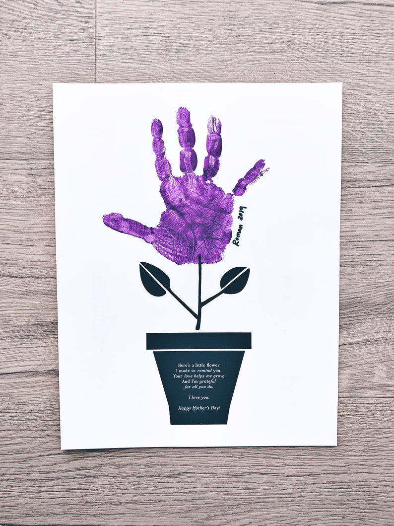 Mother's Day Flower Handprint Art for Kids | Printable, Digital ...