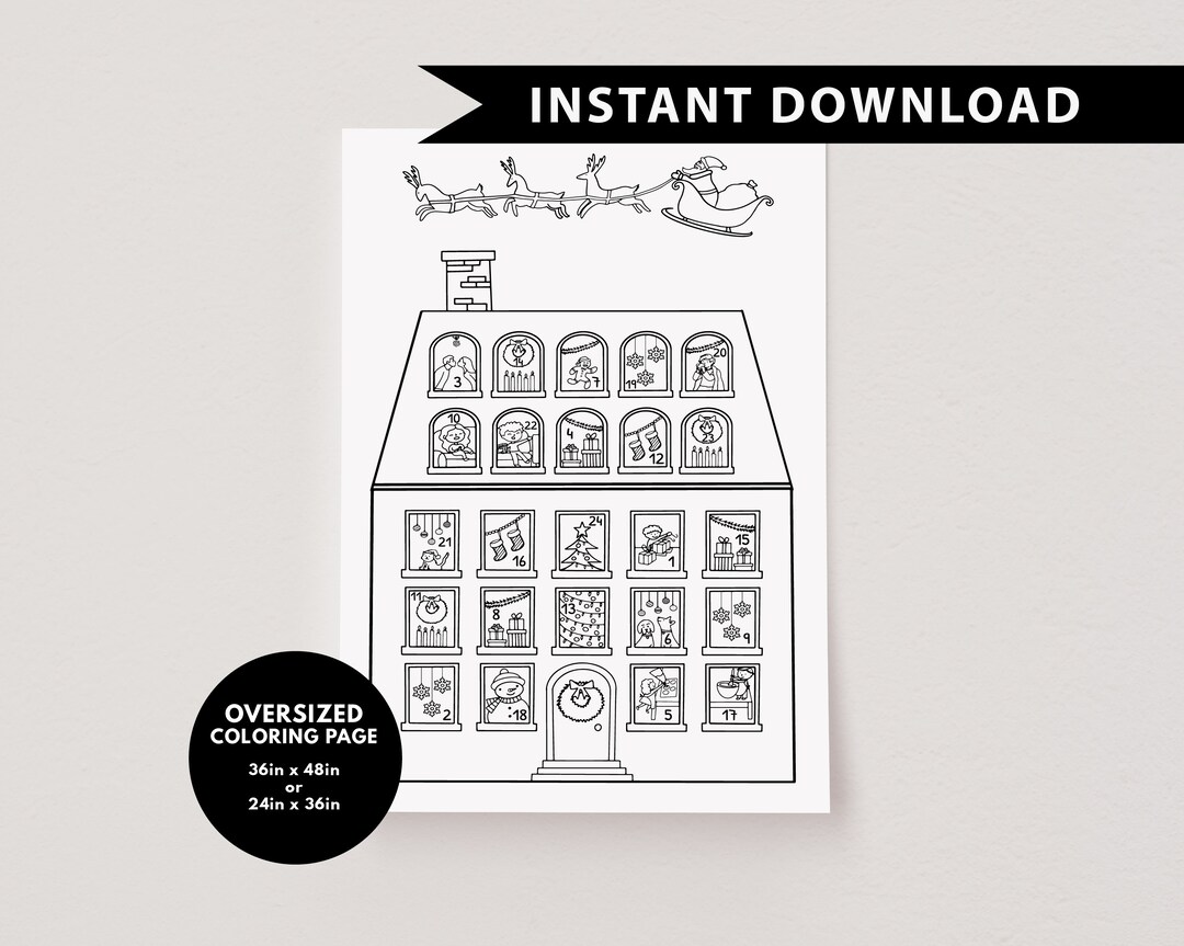 Christmas Numbered Advent Calendar for Kids | Giant Coloring Page ...