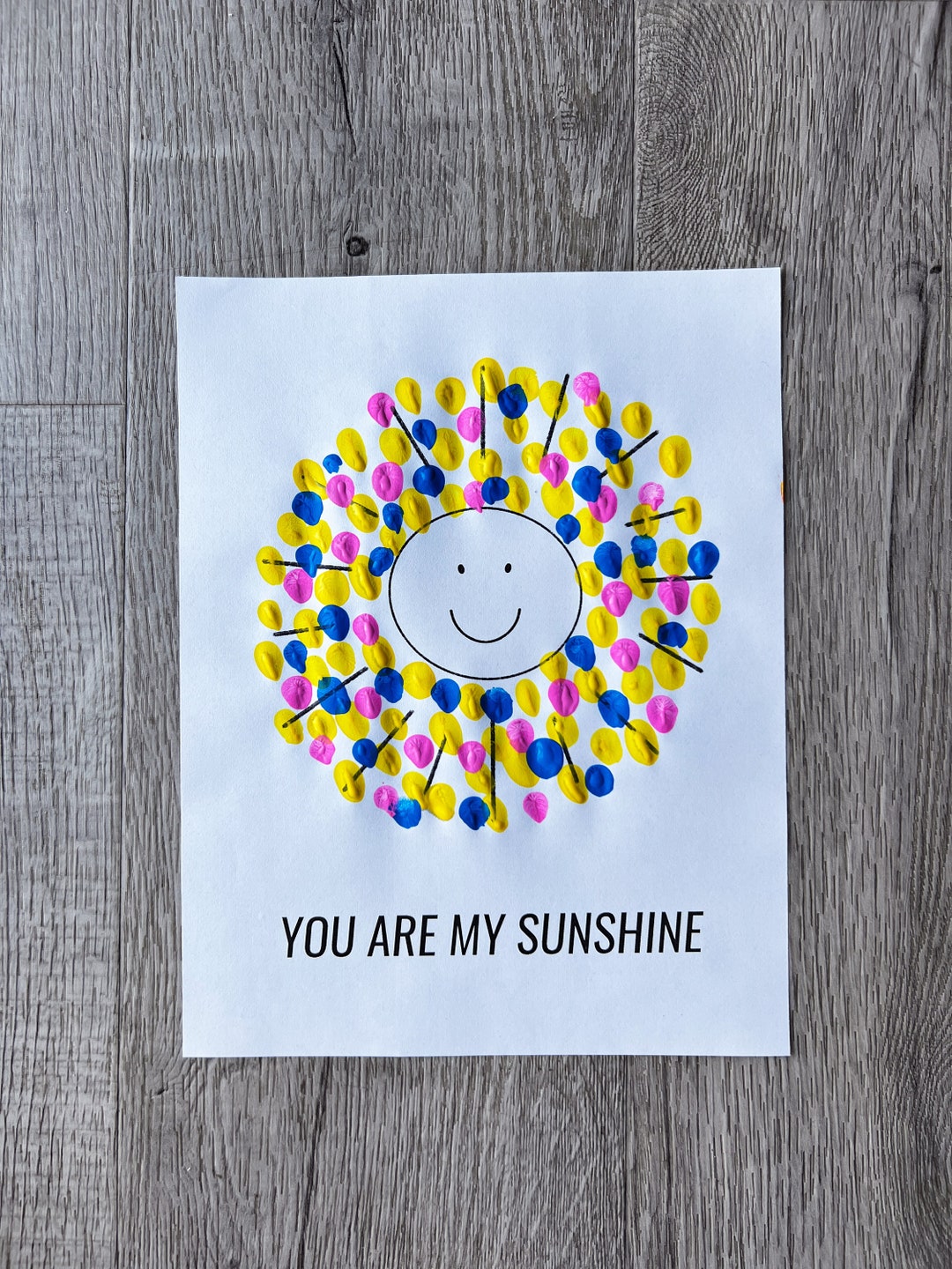 Sun Fingerprint Art Sunshine Coloring Page Kids Craft - Etsy