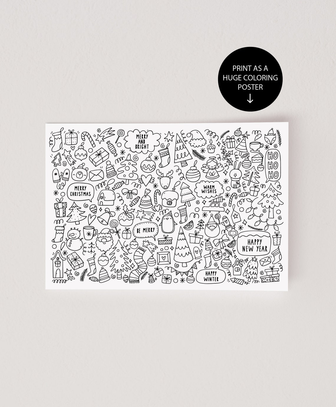 Christmas Giant Coloring Page | Giant Coloring Poster | Large Coloring ...