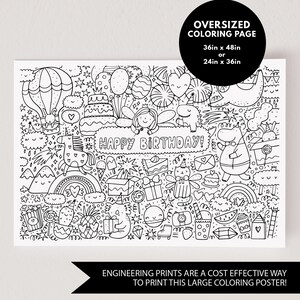 Girls Birthday Giant Coloring Page | Childrens Coloring Pages | Doodle ...