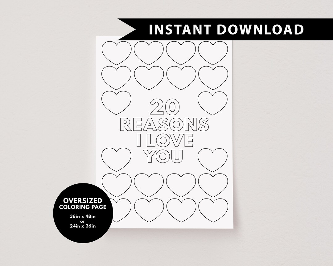 Valentines Day Giant Coloring Page | Valentines Day Gift for Kids ...