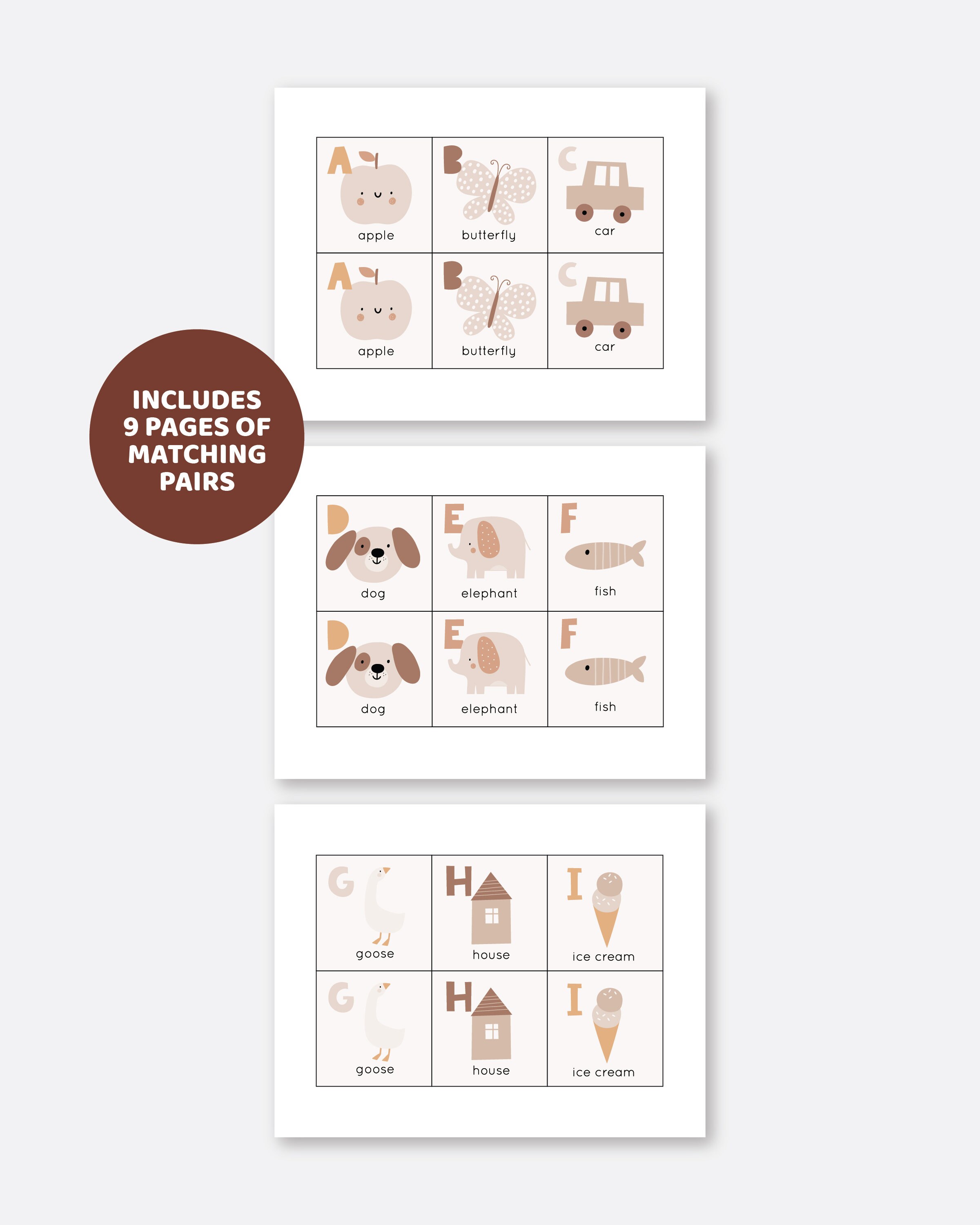 ABC Boho Chic Matching Card Game | Memory Card Game | Printable Memory ...