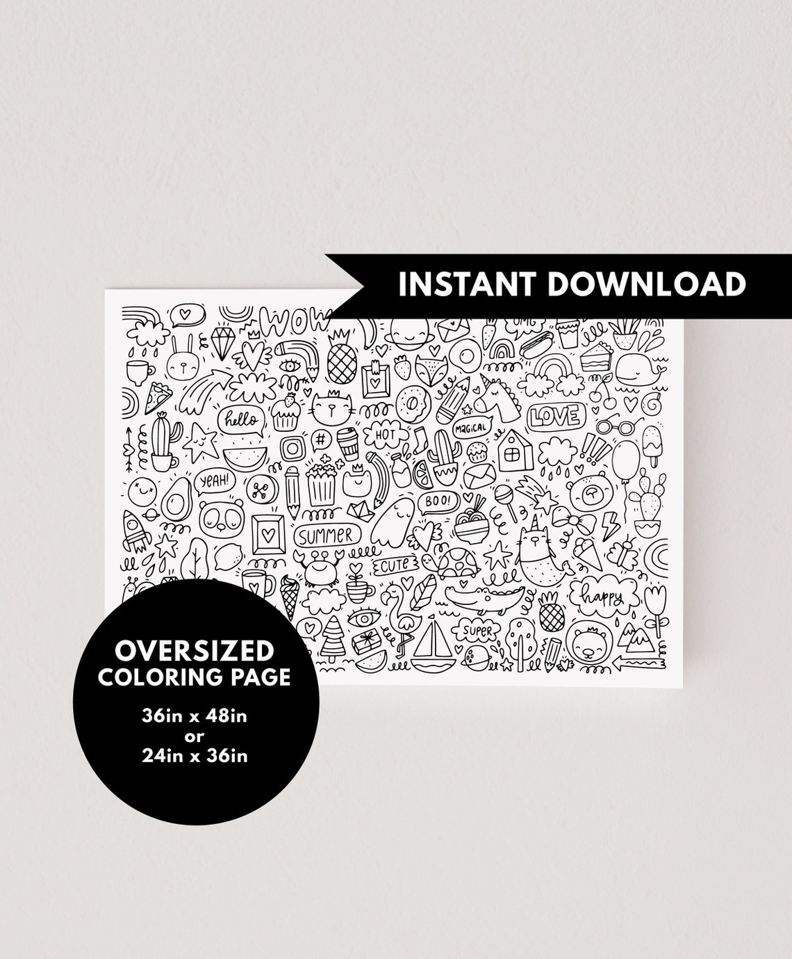 Doodles Giant Coloring Page | Giant Coloring Poster | Large Coloring ...