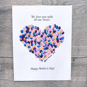 Mother's Day Heart Fingerprint Art (from Multiple Children) for Kids ...