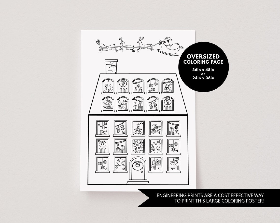 Christmas Numbered Advent Calendar for Kids | Giant Coloring Page ...
