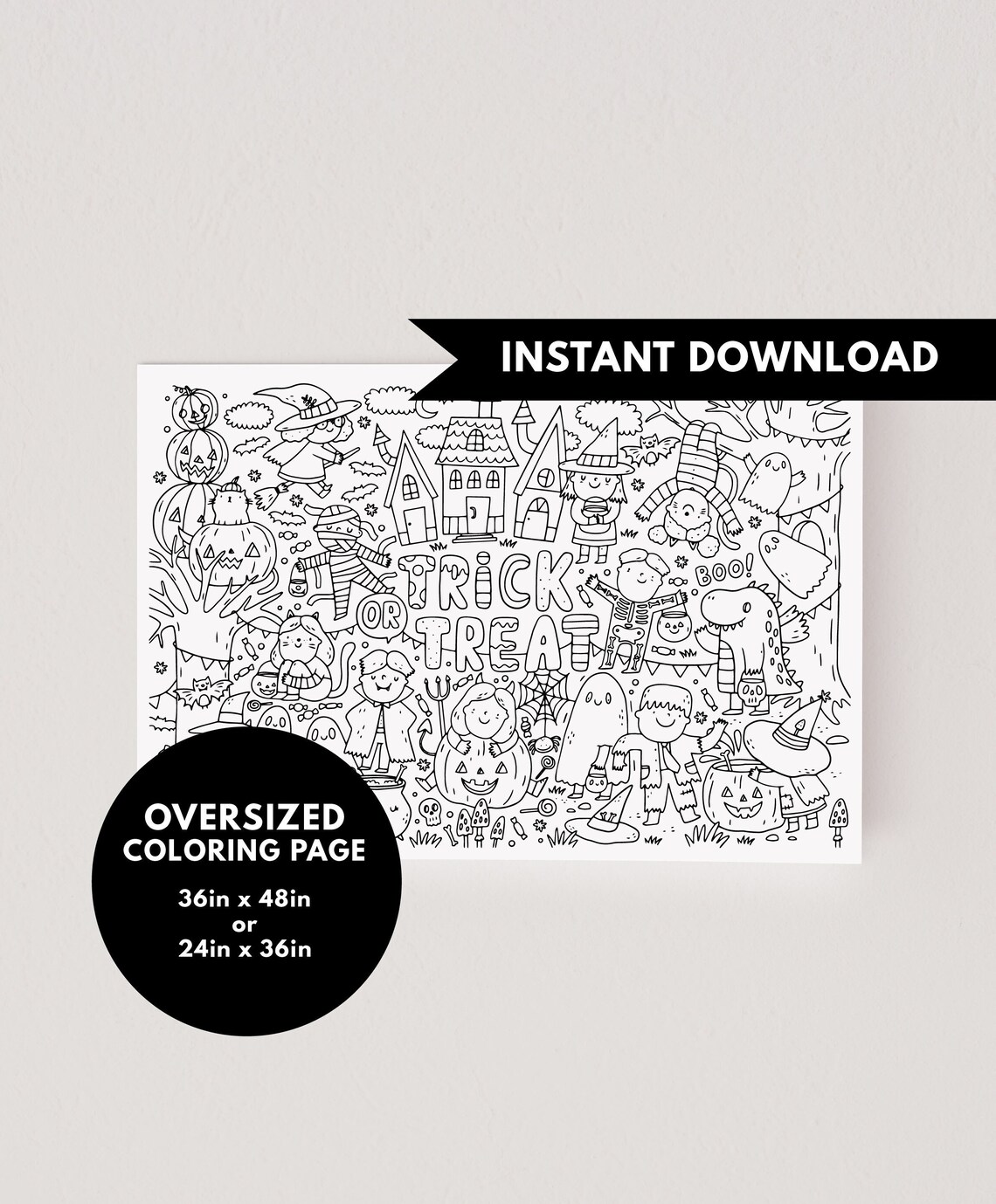Giant Halloween Coloring Page | Giant Coloring Poster | Large Coloring ...