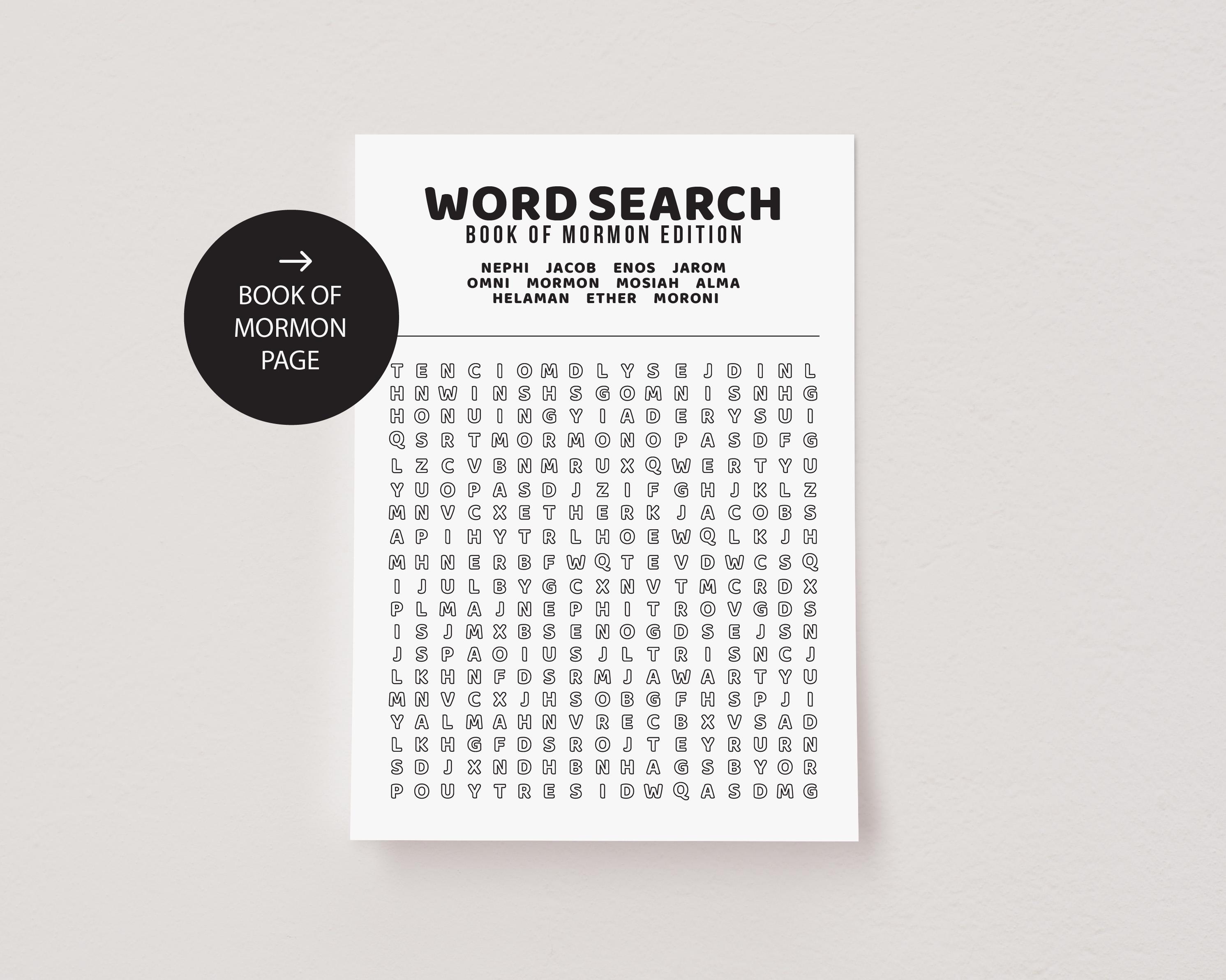 LDS Word Search Puzzle Activity Printable Download Digital Religious ...