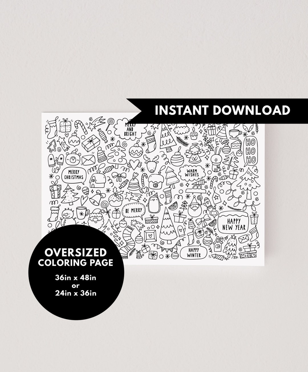 Christmas Giant Coloring Page | Giant Coloring Poster | Large Coloring ...