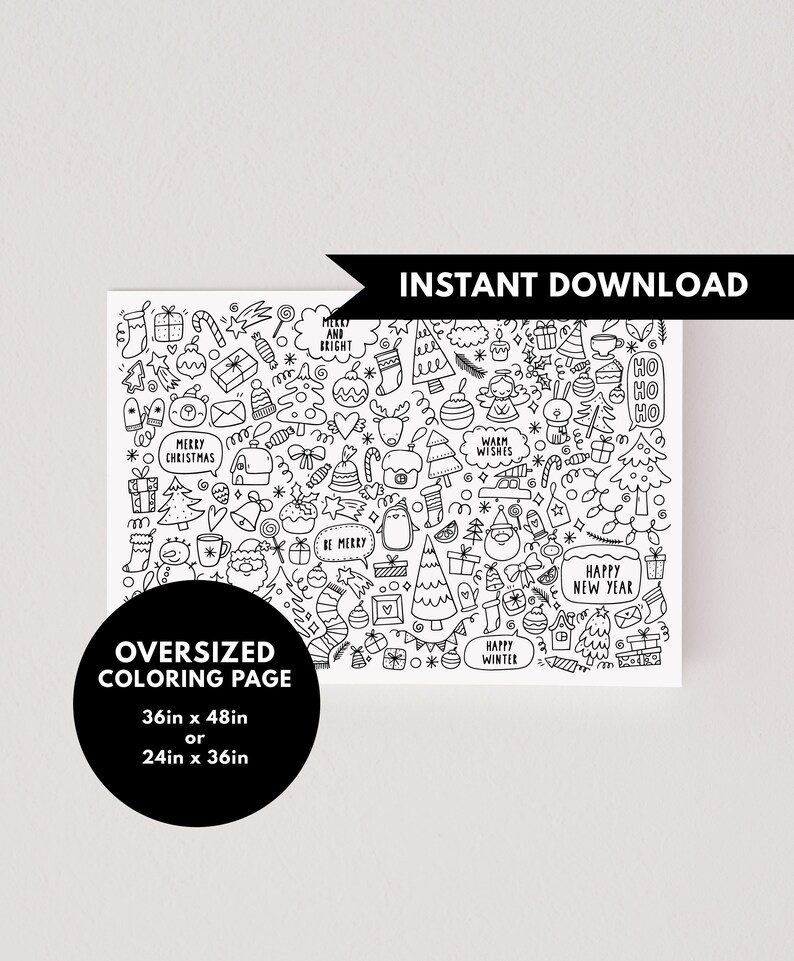 Christmas Giant Coloring Page | Giant Coloring Poster | Large Coloring ...