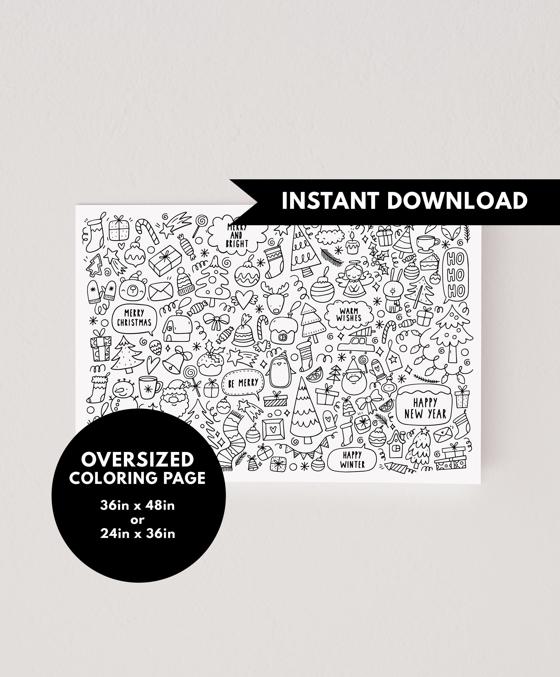 Christmas Giant Coloring Page | Giant Coloring Poster | Large Coloring ...