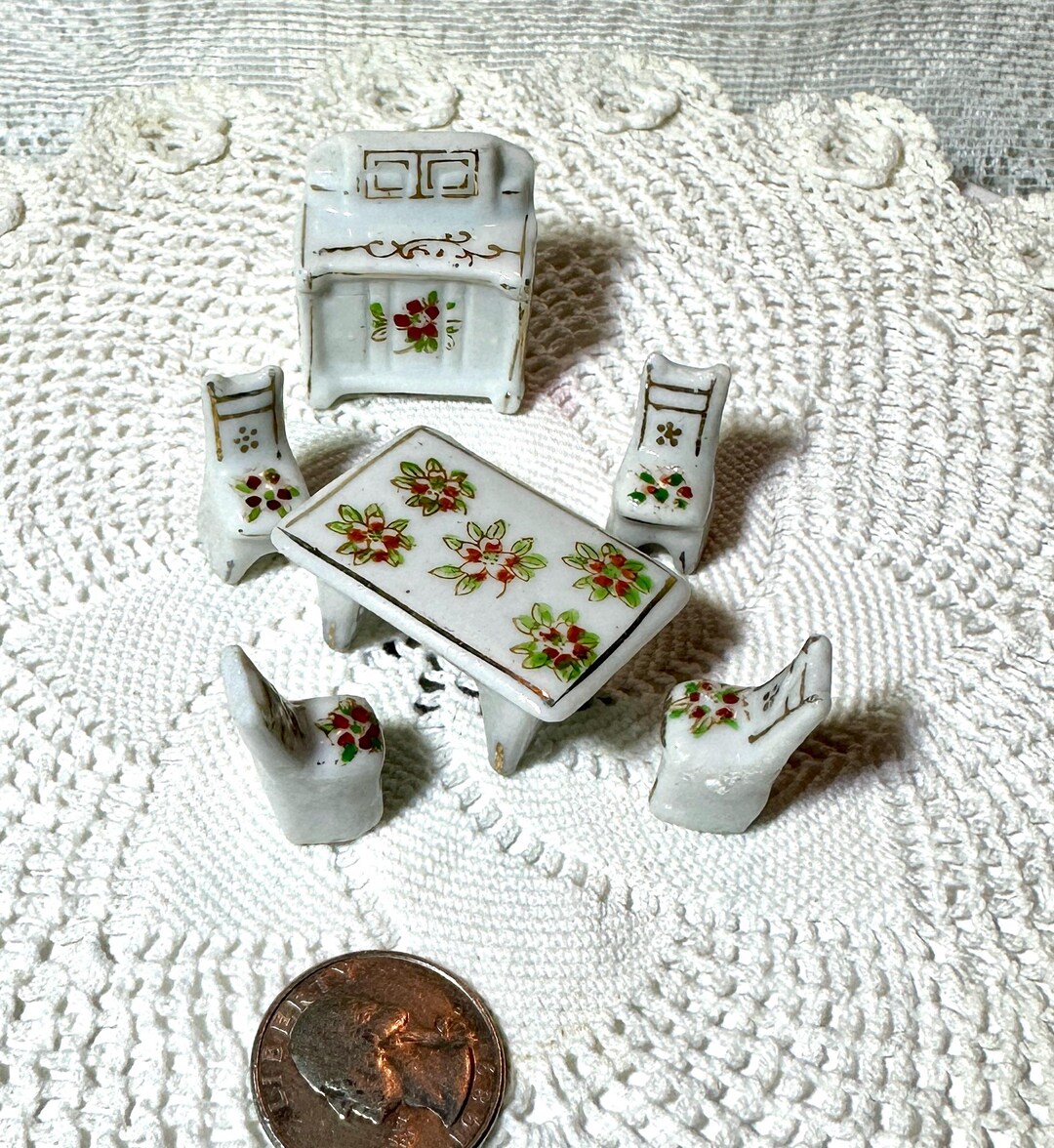 Vintage Table Chairs Hutch Miniatures - Etsy