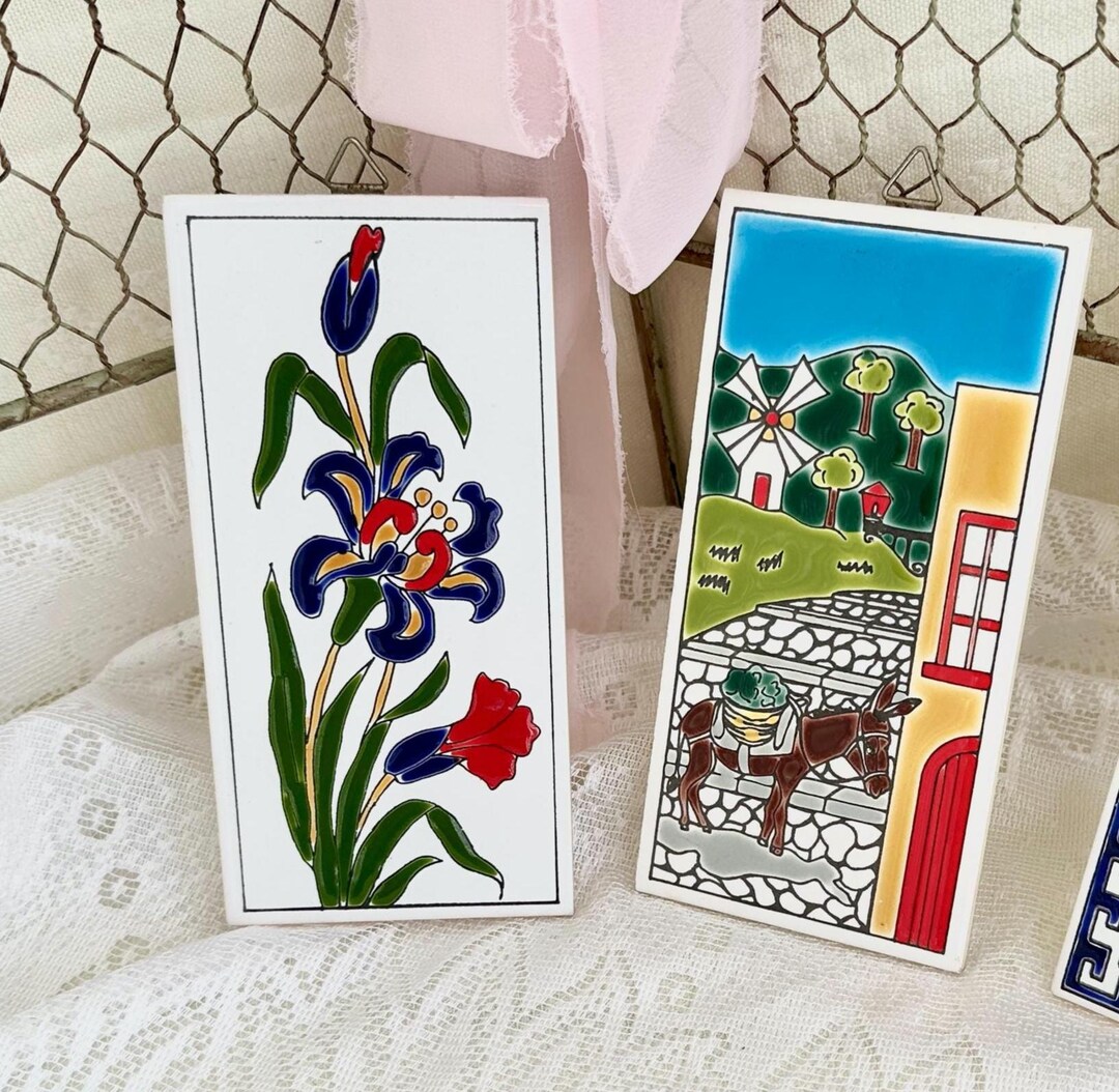 Vintage Greek Tiles Set of 3 - Etsy